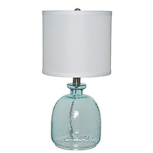 Catalina Lighting 20687-000 Textured Ocean Blue Glass Table Lamp, 18.25"H