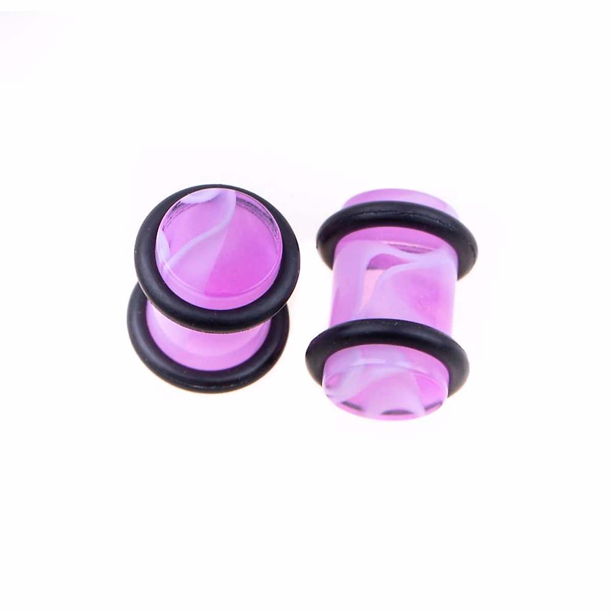 Linkning 50 PCS Ear Stretching Kit 14Gauges-00Gauges Earring Marble Acrylic Taper Piercing Jewlery Sets (Purple)