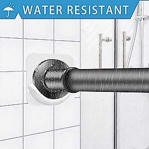 Shower Curtain Rod Holder, Adhesive Shower Rod Holder for Bathroom, 4 Pack Shower Curtain Rod Mount Holders, No Drilling, Stick On, Waterproof, White and Black (Rod Not Included)