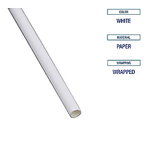 Boardwalk BWKPPRSTRWWR 7.75 in. x 0.25 in. Individually Wrapped Paper Straws - White (3200/Carton)