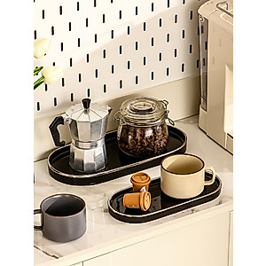 Redelaenor Ceramics Bathroom Tray for Counter, Perfume Key Trinket Ring Tray, Decor Soap Dispenser Countertop Tray for Kitchen Sink Organization.(Black Medium