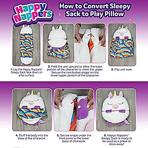 Happy Nappers Pillow & Sleepy Sack- Comfy, Cozy, Compact, Super Soft, Warm, All Season, Sleeping Bag with Pillow- Medium 54” x 20”, Shimmer Unicorn