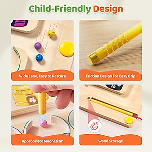 JoyCat Magnetic Color & Number Maze - Montessori Wooden Color Matching Learning Counting Puzzle Board - Toddler Fine Motor Skills Toys for Boys Girls 3 4 5 Years Old