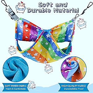 HOMEYA Guinea Pig Hideout Kit,Pet Hideout Play Tube Hideaway Bedding+Small Animal Bunkbed Hammock,Funny Toys and Cage Accessories for Ferret Rat Hamster Squirrel Chinchilla Sugar Glider-Rainbow