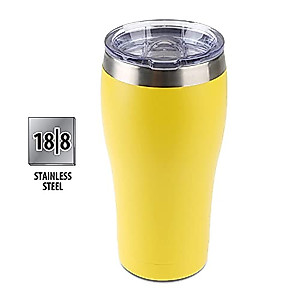 TAHOE TRAILS 20 oz Insulated Stainless Steel Tumbler with Slider Lid, Vacuum Insulated Double Wall Coffee Travel Mug Cup, Great for Cold or Hot Drinks, Yellow