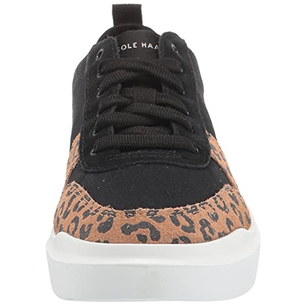 Cole Haan Women's Grandpro Rally Canvas Court Sneaker, Black/Printed Leopard/Rose Gold/Optic White Outsole, 6