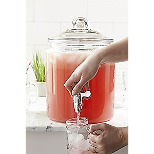 Anchor Hocking 2 Gallon Heritage Hill Beverage Dispenser with Lid (2 piece, all glass, dishwasher safe)