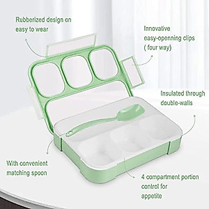 NatraProw 2 Pack Bento Lunch Box for Adults, 4 Compartment Cute Bento Snack Box Leak Proof, 1000ML Bento Box With Utensil, Lunch Container BPA-Free, Microwave Bento Box