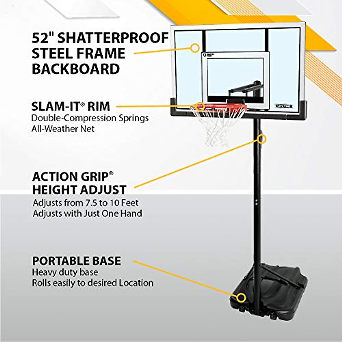 Lifetime 90176 Portable Basketball System, 52 Inch Shatterproof Backboard