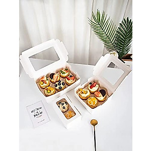 MonYouGe 30-Set Cupcake Boxes Bulk with Clear Display Window Hold 6 Standard Cupcakes, Disposable Food Grade White Cupcake Carrier Cupcake Container, Perfect for Cupcakes Muffins Cookies Pastries