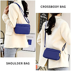 WITERY Multi Zipper Small Crossbody Bags for Women - Waterproof Mini Purse Nylon Travel Shoulder Bag Cell Phone Purse Pouch with Shoulder Strap
