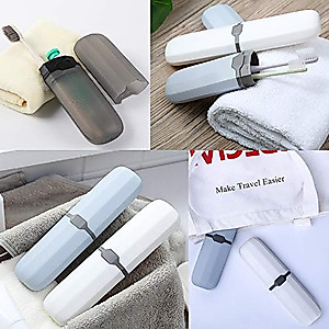 Travel Toothbrush Case Box, Plastic Portable Toothbrush Holder, Capsule Oran Denture Care Container, Denture Brush Case Toothpaste Storage Box for Travel Camping Business（2 Pcs, Transparent White ）