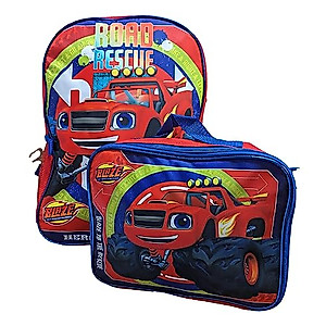 Ruz Blaze the Monster Machine Full Size 16 Inch Backpack with Detachable Lunch Box