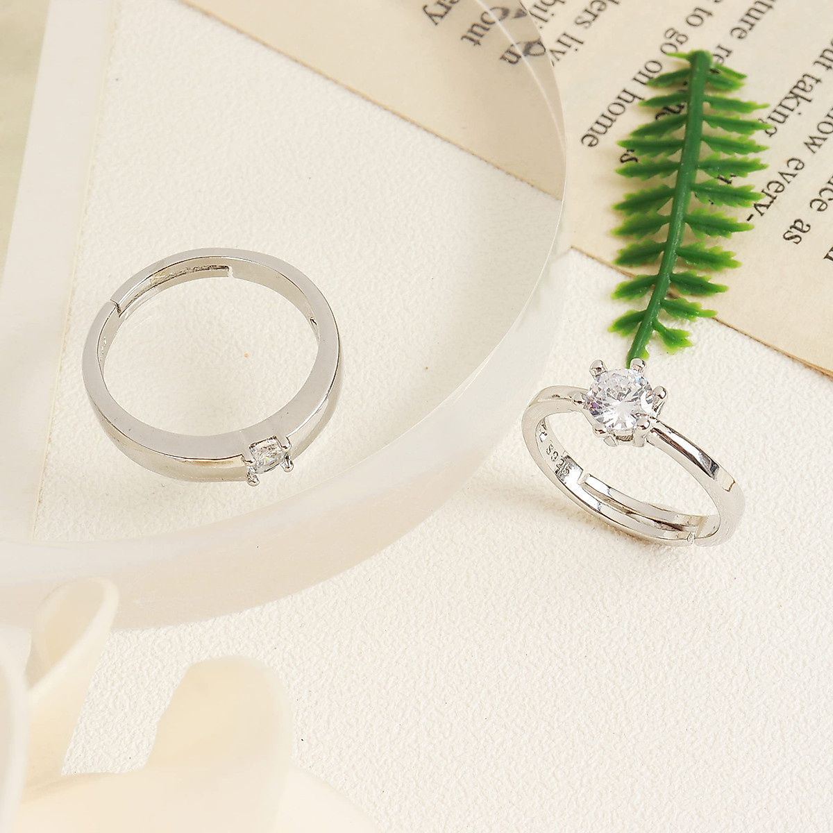 HUASAI Promise Rings for Couples Matching Couple Rings Engagement Rings Non Tarnish for Boyfriend Girlfriend Wedding Bands for Her Open Adjustable Wedding Rings Jewelry Gifts for Couples 2024