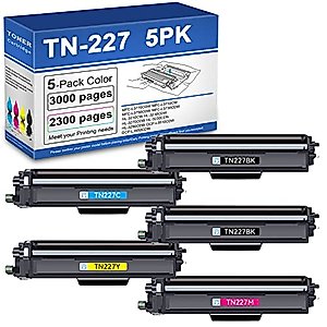 TN227 Compatible TN227BK TN227C TN227M TN227Y High Yield Toner Cartridge Replacement for Brother MFC-L3770CDW Printer Toner (2BK+1C+1Y+1M).