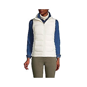 Lands' End Womens Puffer Down Vest Ivory Tall Large