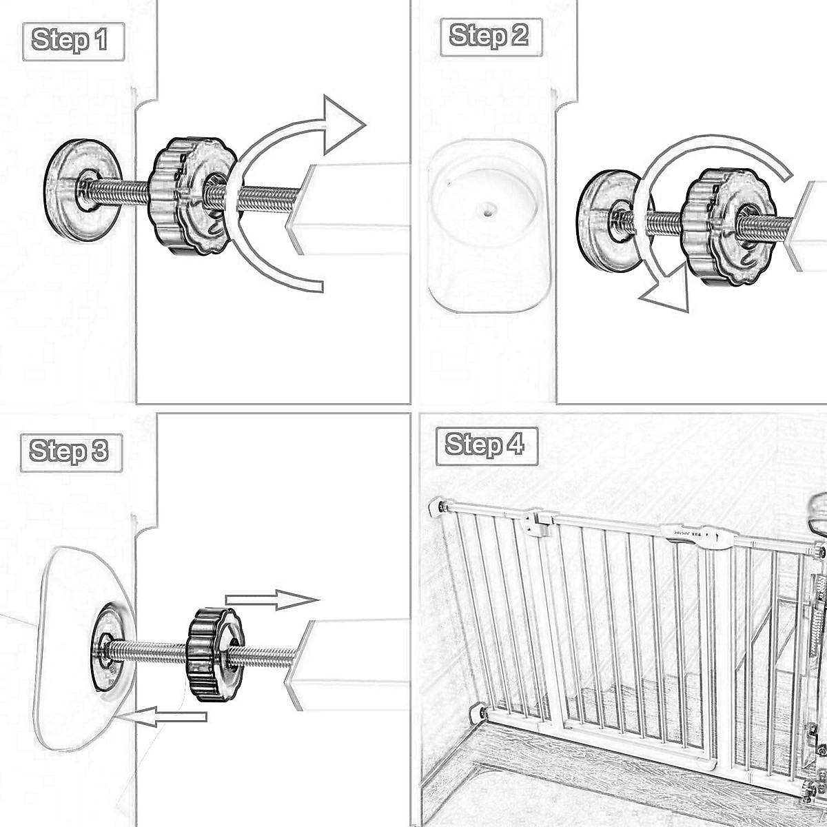 4 Pieces Baby Gate Wall Protector and 4 Pieces Corner Protector,for Child Pressure Mounted Stair Safety Gate & Wall Surface, Door, Wooden Stairs