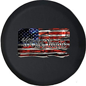 We The People American Flag Spare Tire Cover Black Size 35 Inch