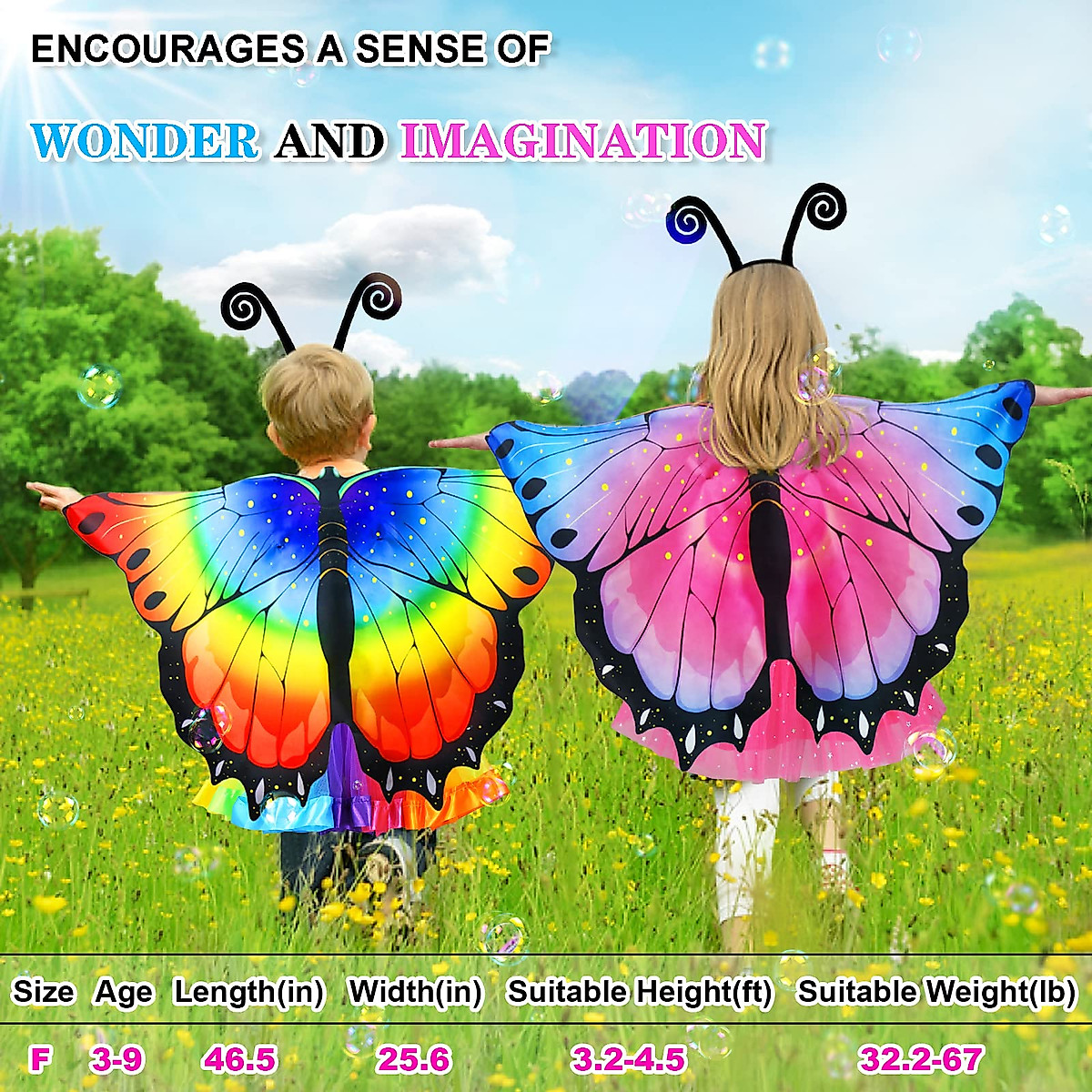 iROLEWIN Toddler Kids-Fairy-Butterfly-Wings-Costume for Girls Dress-Up Mask Tutu and Headband Child Party-Favors Toys Gifts