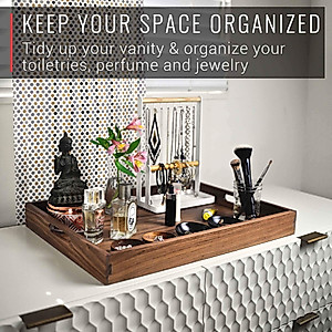 Virginia Boys Kitchens Walnut Wood Serving Tray with Handles - Serve Coffee, Tea, Cocktails, Appetizers, Breakfast in Bed or for Ottomans or Desk - 20x15 Rectangular