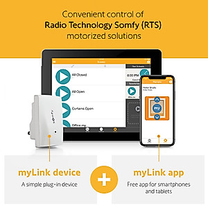 Somfy myLink RTS Hub - Control Motorized Blinds, Shades, Curtains & Awnings with Alexa & Google Assistant - Quick Setup, 16 Channels Control, Wake Up to Sunshine, WiFi Connection #1811403