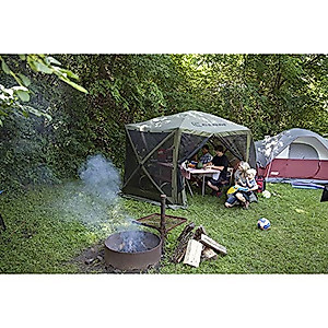 CLAM Quick-Set Escape Sport 11.5 x 11.5 Foot Portable Pop Up Outdoor Tailgating Screen Tent 6 Sided Canopy Shelter w/Stakes & Carry Bag, Blue