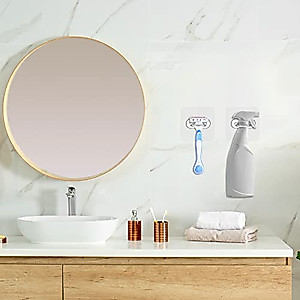 14 PCS Spray Bottle Holder Adhesive Bottle Hooks Clear Spray Bottle Hooks Shower Curtain Rod Holder Wall Mount Utility Hooks Decorative Shower Curtain Hooks for Kitchen Home Bathroom Accessories