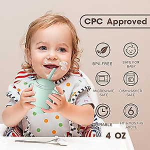 Cuddle Campus 100% Silicone Baby Training Cup, Shatterproof Toddler Sippy Cups with Straw, Open Cup for Baby, 6+ Months 4 Oz