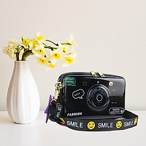 KUANG! Women Fashion Camera Shaped Crossbody Handbag PU Leather Vintage Shoulder Bag Novelty Clutch Box Purse