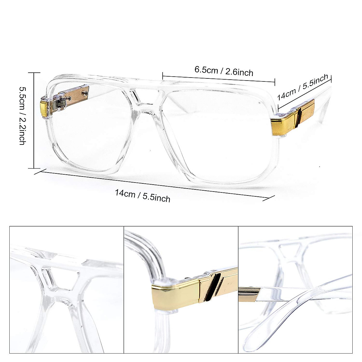 Lohoee Hip Hop Costume Kit Old School Rapper Sunglasses Faux Gold Chain Earrings 80s/ 90s Rapper Accessories Party Supplies Decorations Cosplay Props