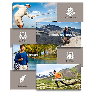 TELALEO UPF 50+ Men's Fishing Shirts Lightweight Quick Dry Long Sleeve Rash Guard Shirt Sun Protection Hiking Sports White/Blue S