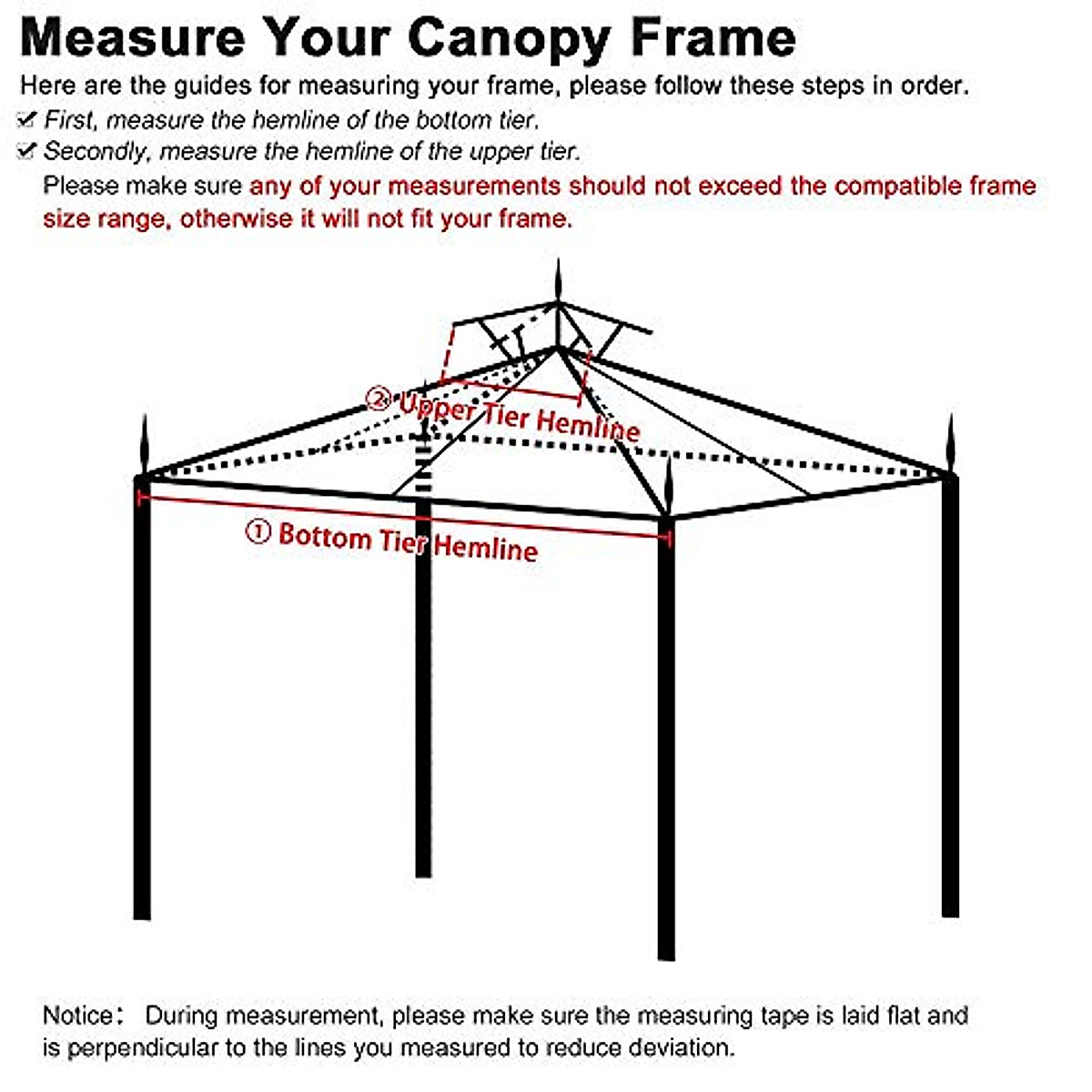 10x10 Ft Waterproof 2-tier Gazebo Canopy Top Replacement Beige Outdoor Garden Structures Yard Patio Cover w/ Mosquito Netting & 16 Grommets for Durable UV Blocking