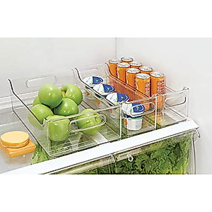 iDesign Plastic Pantry and Kitchen Storage, Freezer and Fridge Organizer Bin with Easy Grip Handles – 10” x 5” x 14”, Clear