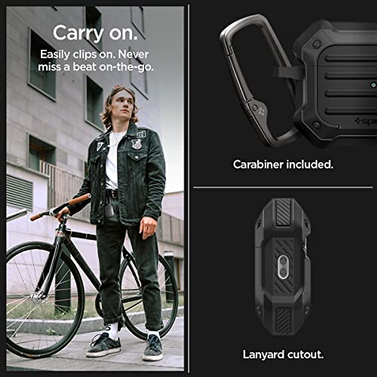 Spigen Tough Armor (Mag Fit) Designed for AirPods Pro 2nd Generation Case (USB-C/Lightening Cable) MagSafe Compatible Cover with Keychain (Magnets Embedded) - Black