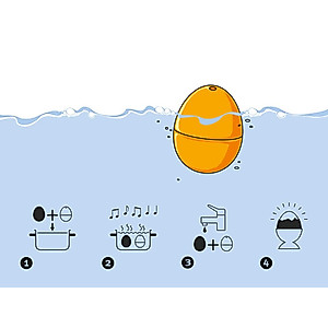 Brainstream BeepEgg Cook Perfect Soft, Medium, or Hard Boiled Favorite Tunes Singing and Floating Egg Timer, Spring Orange