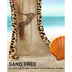 SIGOUYI Beach Towel, High Heels Leopard Beach Towels, Beach Accessories 36"x72" Beach Towel for Kids Girls Boys, Microfiber Bath Towels Beach Chair Absorbent Towels