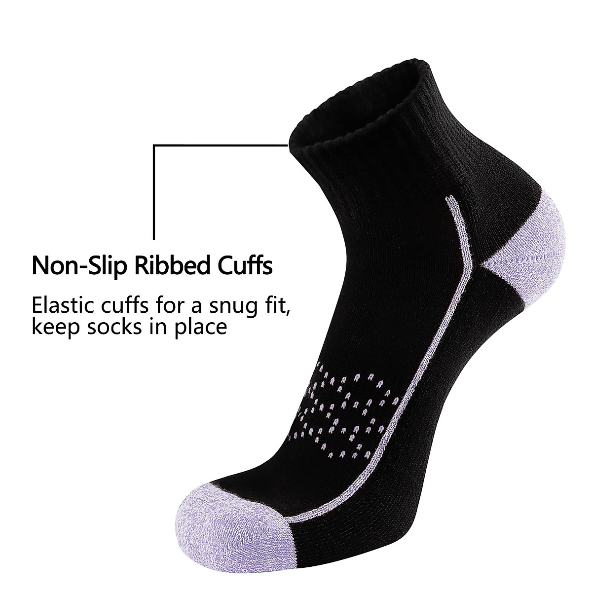 Hepsibah Womens Ankle Athletic Socks Cotton Thick Cushioned Low Cut Running Socks 6 Pack Color Black 6Pack Size US Shoe Size 6-11