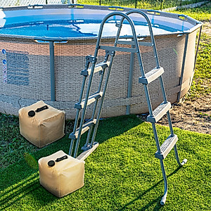 6 Pieces Swimming Pool Ladder Weights, Universal Plastic Pool Step Sandbag for Above Ground Pool Stairs, Fillable Anchor Bag Container for Swimming Entry System
