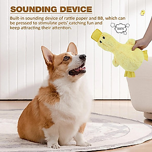 FLYUFO Dog Chewing Duck, Built in Sound Stuffed Dog Toys, Bite Resistant Squeaky Plush Pet Toys, Durable Dog Teething Toys, Lightweight Puppy Plushie Supplies, Dog Plush Toys for Pet Dogs and Puppies