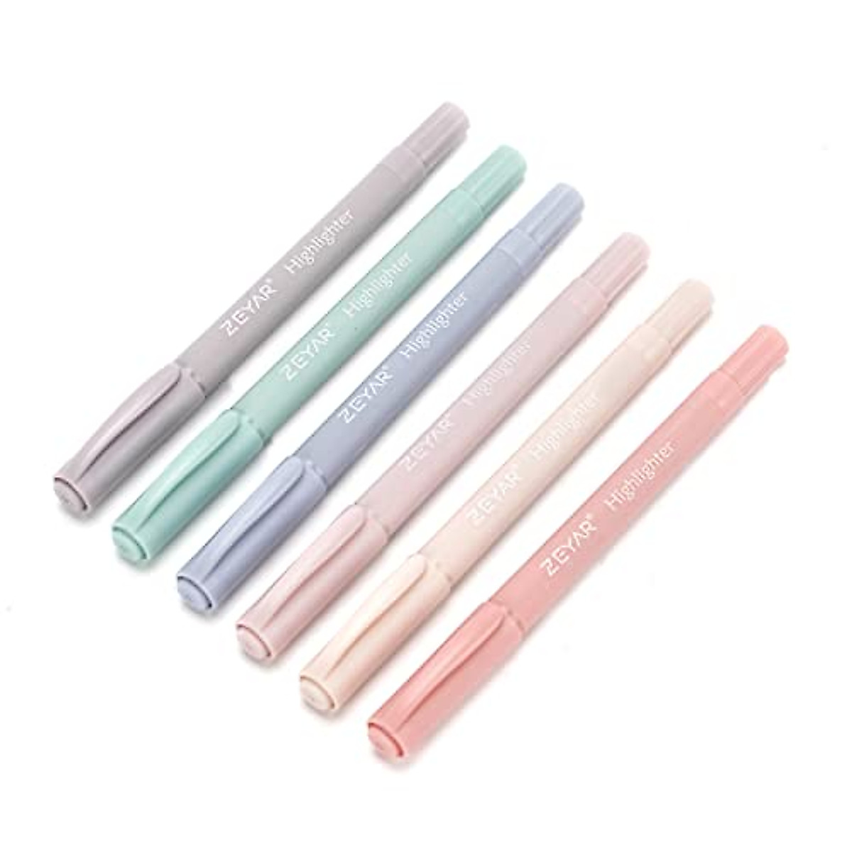ZEYAR Cute Highlighters With Duals Tips, Cream Colors, Chisel Tip and Bullet tip, Aesthetic Highlighter Marker, No Bleed Dry Fast Easy to Hold(12 Cream Colors)