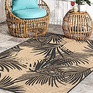 nuLOOM Kasia Areca Palm Indoor/Outdoor Area Rug, 8' x 10', Dark Grey