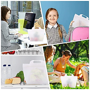 LONGFITE Food Storage Bag Extra Large Half Gallon Size Silicone Reusable Freezer Container Bags with Handles 70 oz, 2000ml, 2 Pack