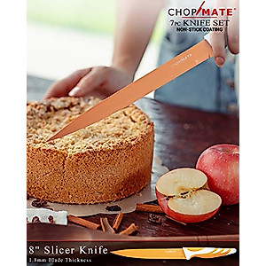 Chopmate Color Stainless Steel Non-Stick Ceramic Coated 8 Piece Kitchen Knife Set