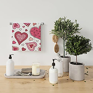 My Little Nest Hand Towels for Bathroom Hand Drawn Hearts Boho Flowers Absorbent Small Bath Towel Soft Kitchen Towels Fingertip Towel for Guest and Bar 30 x 15 inch