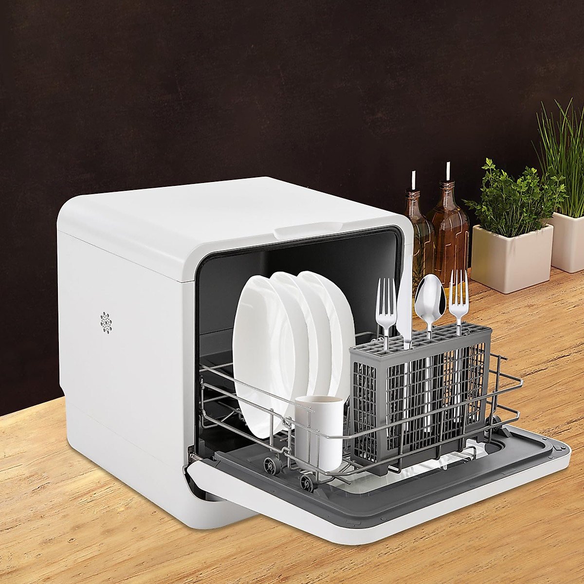 Portable Countertop Dishwasher 5 Washing Programs Mini Dishwasher with Drying and Connected Tap, Compact Dishwasher for Apartment, Dorm, Office, Boat, RV, Kitchen