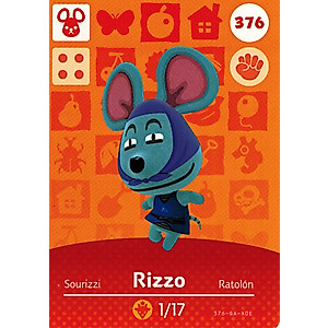 Nintendo Animal Crossing Happy Home Designer Amiibo Card Rizzo 376/400 USA Version