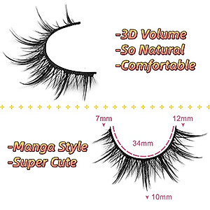 Manga Lashes Natural Look False Eyelashes Anime Lashes Mink Wispy Fluffy Spiky 3D Volume Eyelashes Pack Korean Japanese Asian Cosplay Fake Eyelashes Look Like Individual Cluster 7 Pairs by EYDEVRO