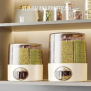 SENAOU Grain Storage Tank Grain Dispenser 360°Rotating Kitchen Storage Containers (11lb)