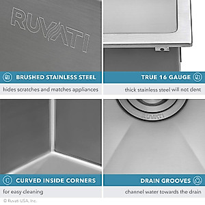 Ruvati 25-inch Drop-in Tight Radius Topmount 16 Gauge Stainless Steel Kitchen Sink Single Bowl - RVH8007