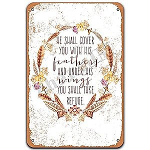 ZhangJM Under His Wings You Shall Take Refuge Vintage Look 20X30 cm Metal Decoration Art Sign for Home Kitchen Bathroom Farm Garden Garage Inspirational Quotes Wall Decor